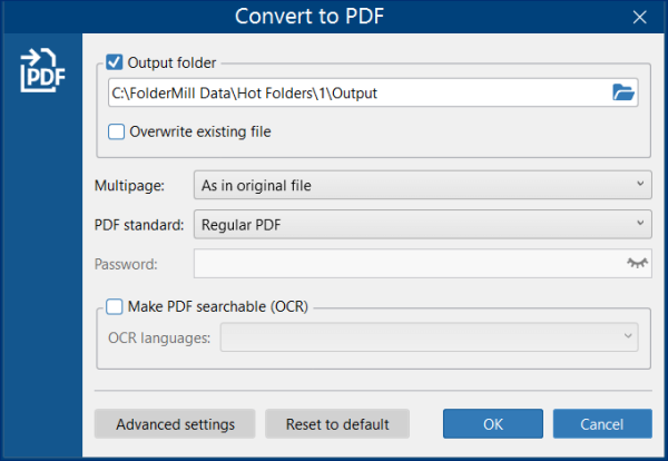 Convert to PDF Action - FolderMill