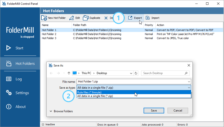 How to Back up Your FolderMill Settings and Hot Folders