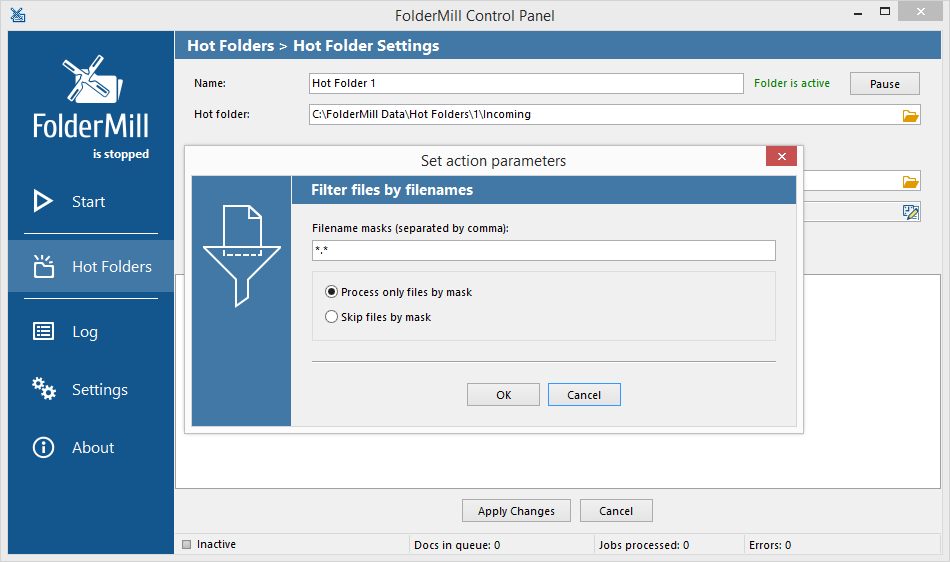 Filter By Filename Action Foldermill